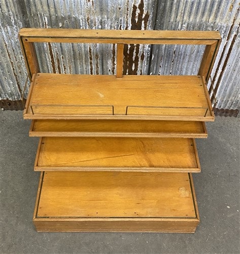 Wooden 4 Tier Display Stand, Vintage Display Case, Cabinet Countertop ...