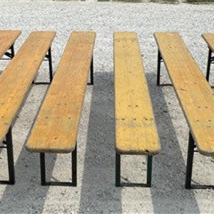 10 Vintage German Beer Garden Benches, Portable Industrial Wood Bench ...