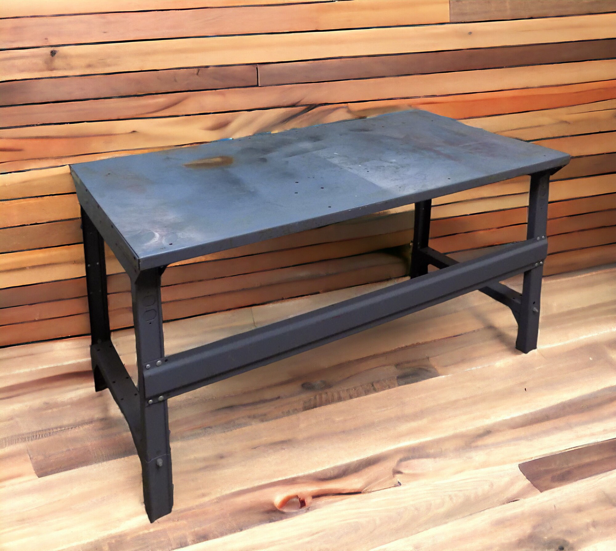 Vintage Industrial Metal Work Table, Kitchen Island,gray Steel ...