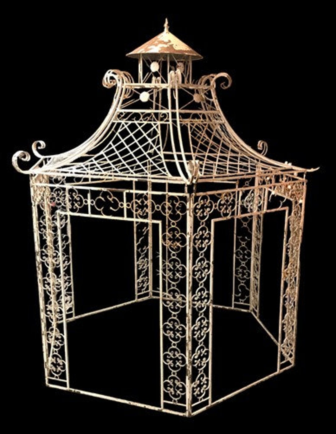 Large Garden Gazebo Dome Roof, Iron Metal Pergola Outdoor Patio Gazebo ...