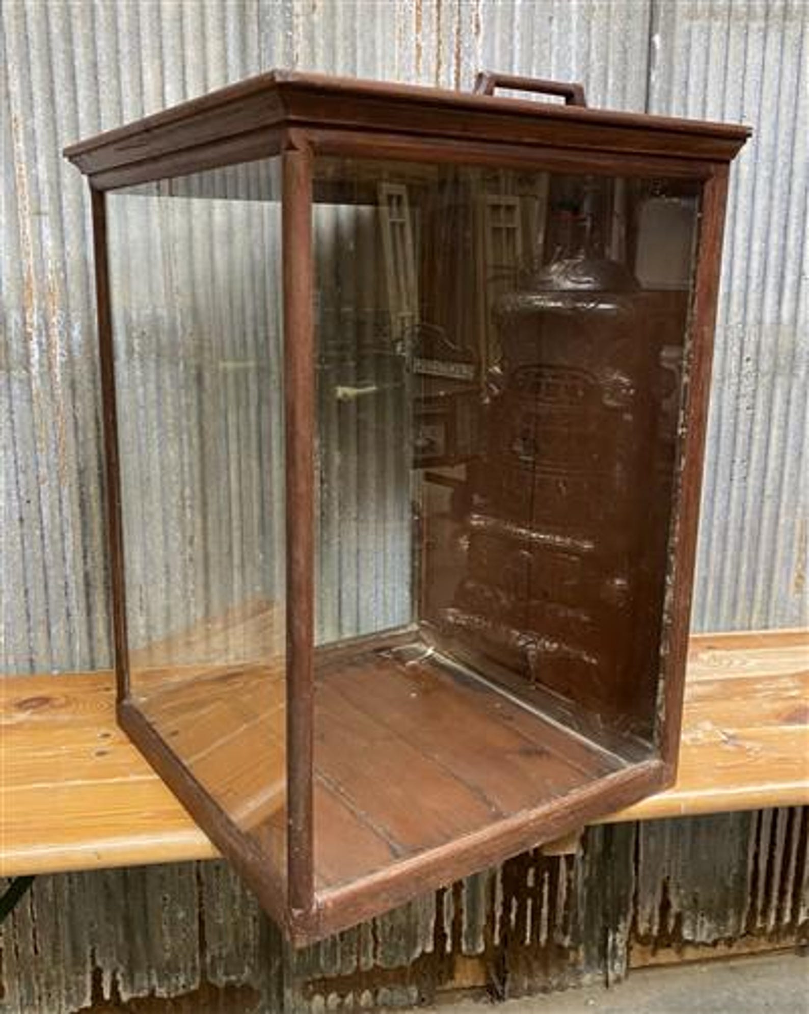 Countertop Showcase, General Store Display, Vintage Wood Framed Glass ...