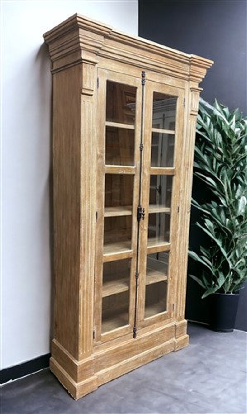 Library Bookcase, 2 Door Natural Display Case, Showcase, Kitchen ...