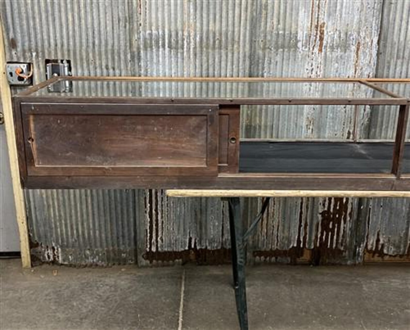 Wood Framed Countertop Glass Case, Vintage Retail Store Showcase ...