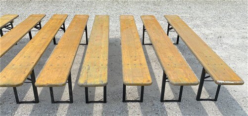 10 Vintage German Beer Garden Benches, Portable Industrial Wood Bench ...