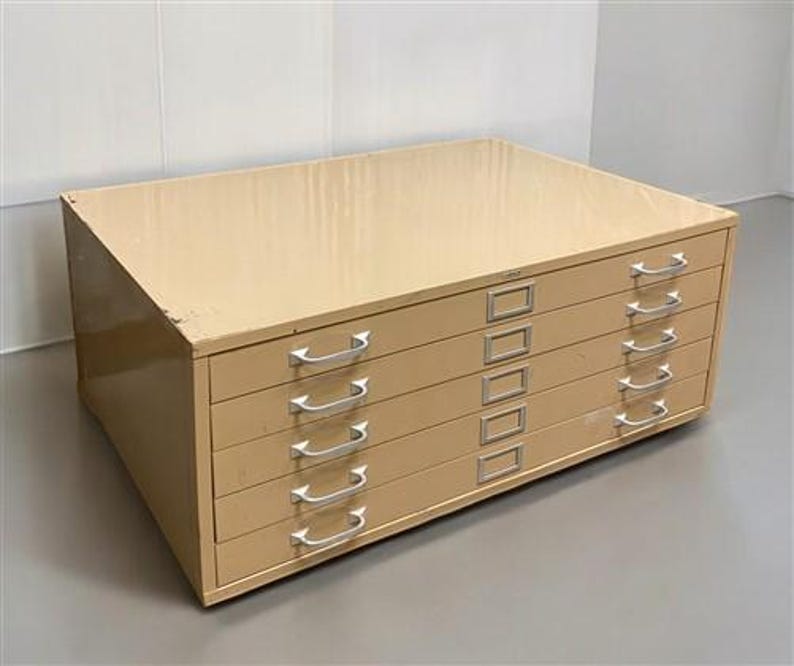 5 Drawer Filing Cabinet, Flat Document File, Paper Tray Blueprint Map ...