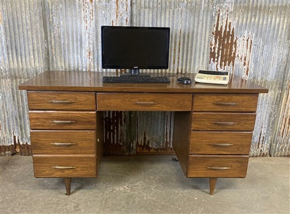 Vintage Mid Century Desk Home Office Furniture Desk With - Etsy
