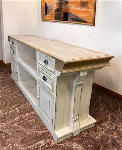 7' White Store Counter, Kitchen Island, Display Table, Tavern Front Bar ...