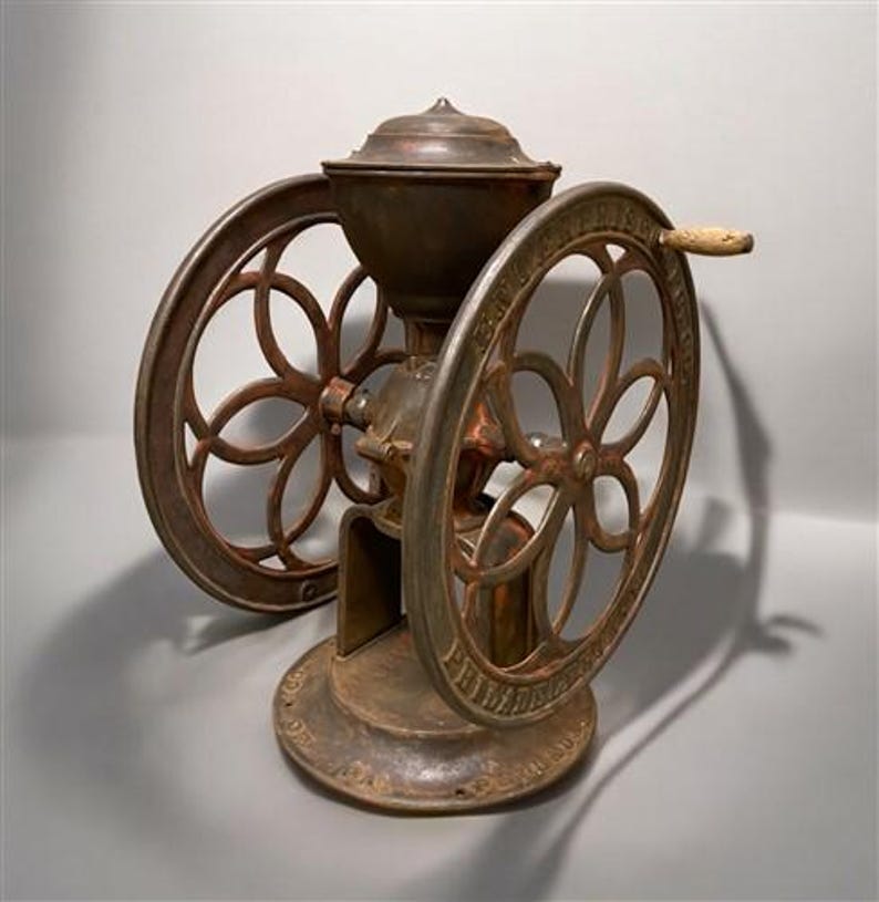 Vintage Enterprise Mfg. Coffee Grinder, Double 24 Inch Wheels, Hand ...