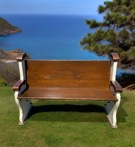 Vintage Wooden Church Pew, Porch Bench, Entry Foyer Bench, Dining ...