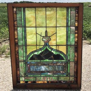 Antique Stained Glass, Rectangle Church Window, Architectural Leaded ...