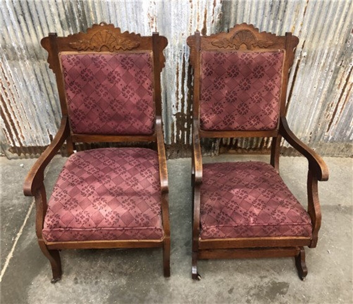 Vintage Oak Eastlake Matching Parlor Chair & Platform Rocker - Etsy