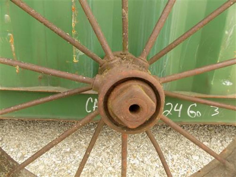 2 Cast Iron Implement Wheels, Wagon Wheel, Tractor Steel Rims ...