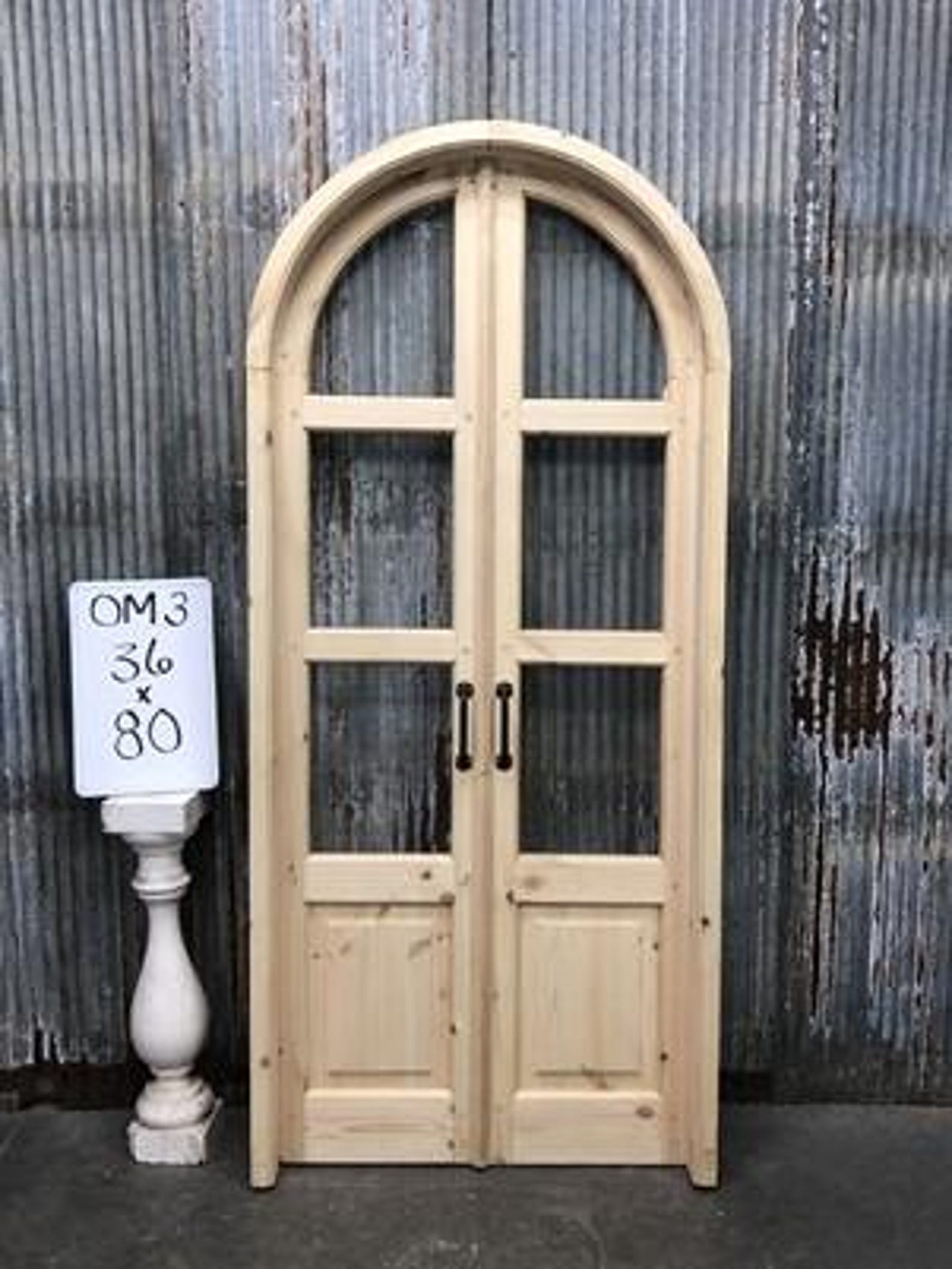 Arched French Double Door (36x80) 3 Pane Glass Door European Styled W ...