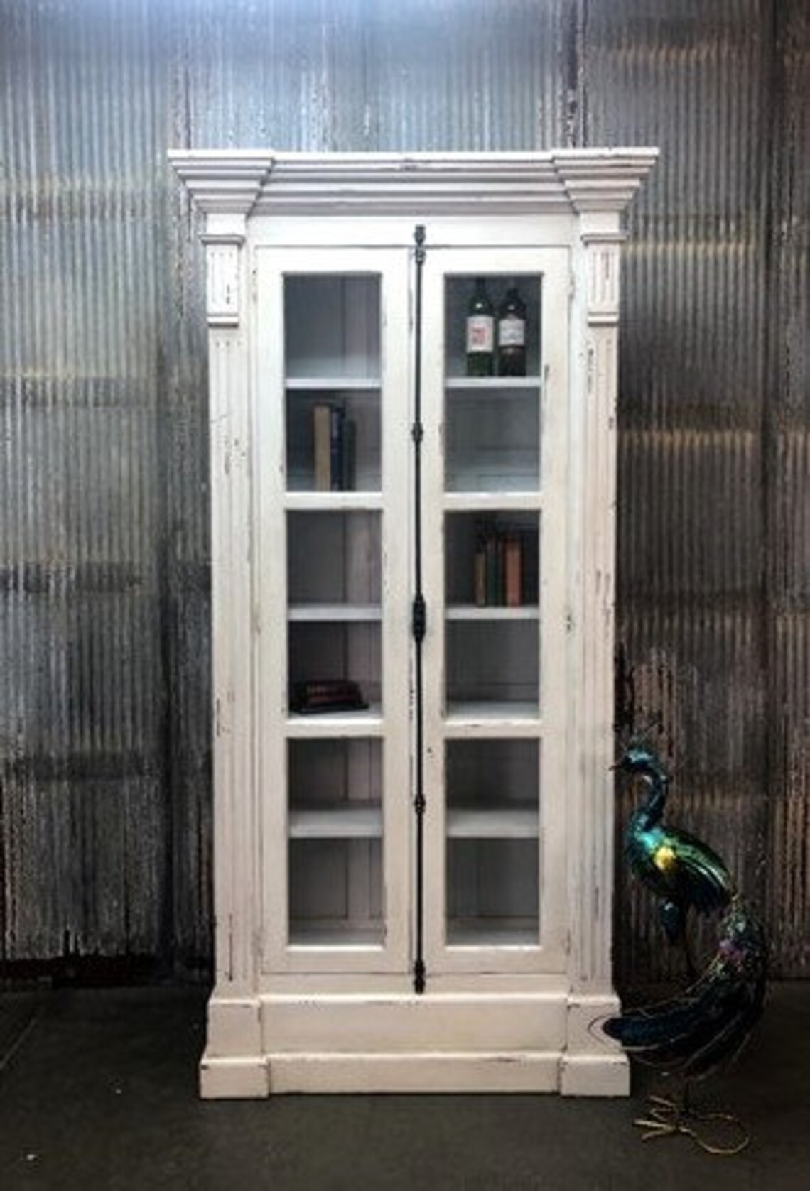 Library Bookcase 2 Door White Display Case Showcase Kitchen - Etsy
