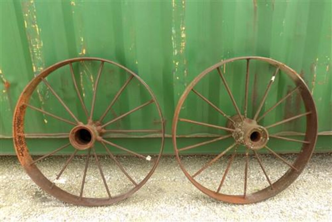 2 Cast Iron Implement Wheels, Wagon Wheel, Tractor Steel Rims ...