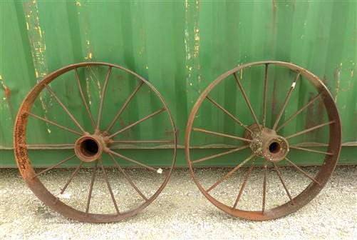 2 Cast Iron Implement Wheels, Wagon Wheel, Tractor Steel Rims ...
