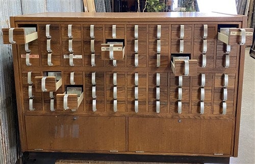 120 Drawer Card Catalog Cabinet, Vintage Library Card File Cabinet ...