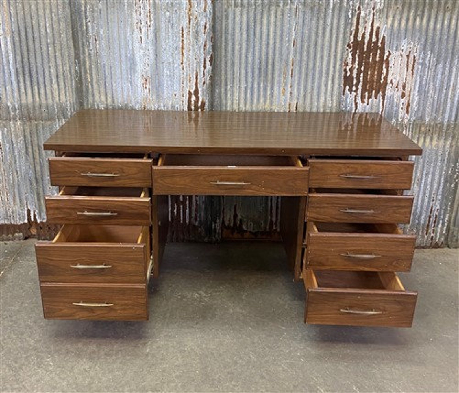 Vintage Mid Century Desk, Home Office Furniture, Desk With Drawers ...