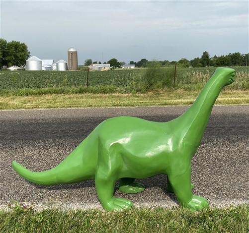 Sinclair Dinosaur Statue, Green Cast Aluminum Brontosaurus, Jurassic ...