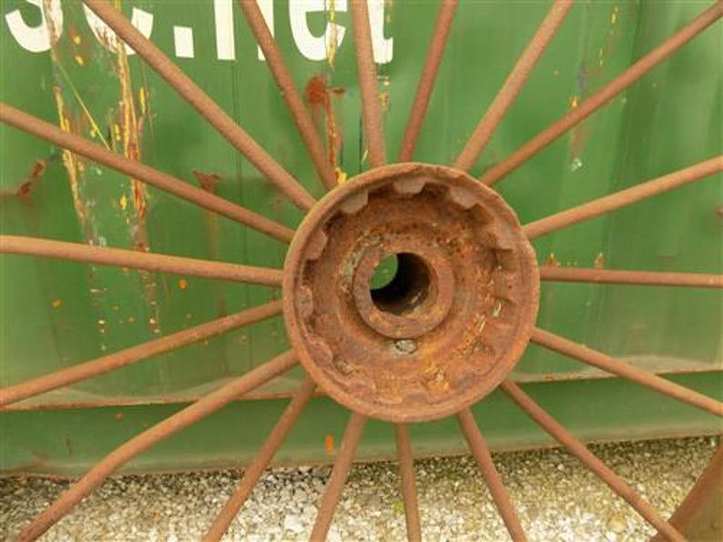 2 Cast Iron Implement Wheels, Wagon Wheel, Tractor Steel Rims ...