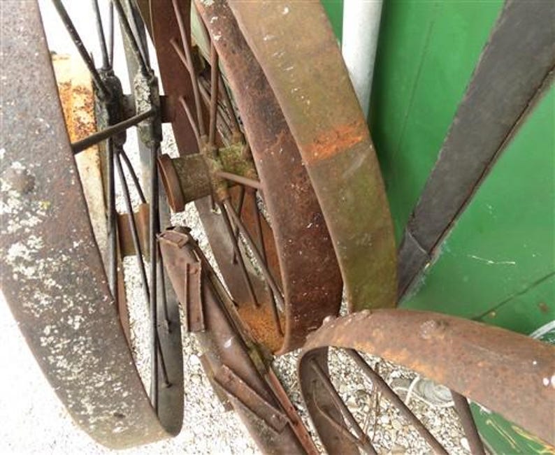 6 Cast Iron Implement Wheels, Wagon Wheel, Tractor Steel Rims ...