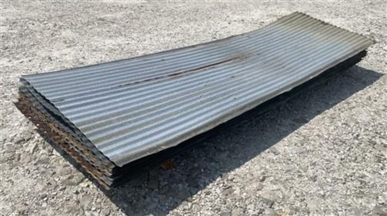 20 Sheets Barn Tin, Corrugated Metal Reclaimed Salvage, 7' Long 280 Sq ...