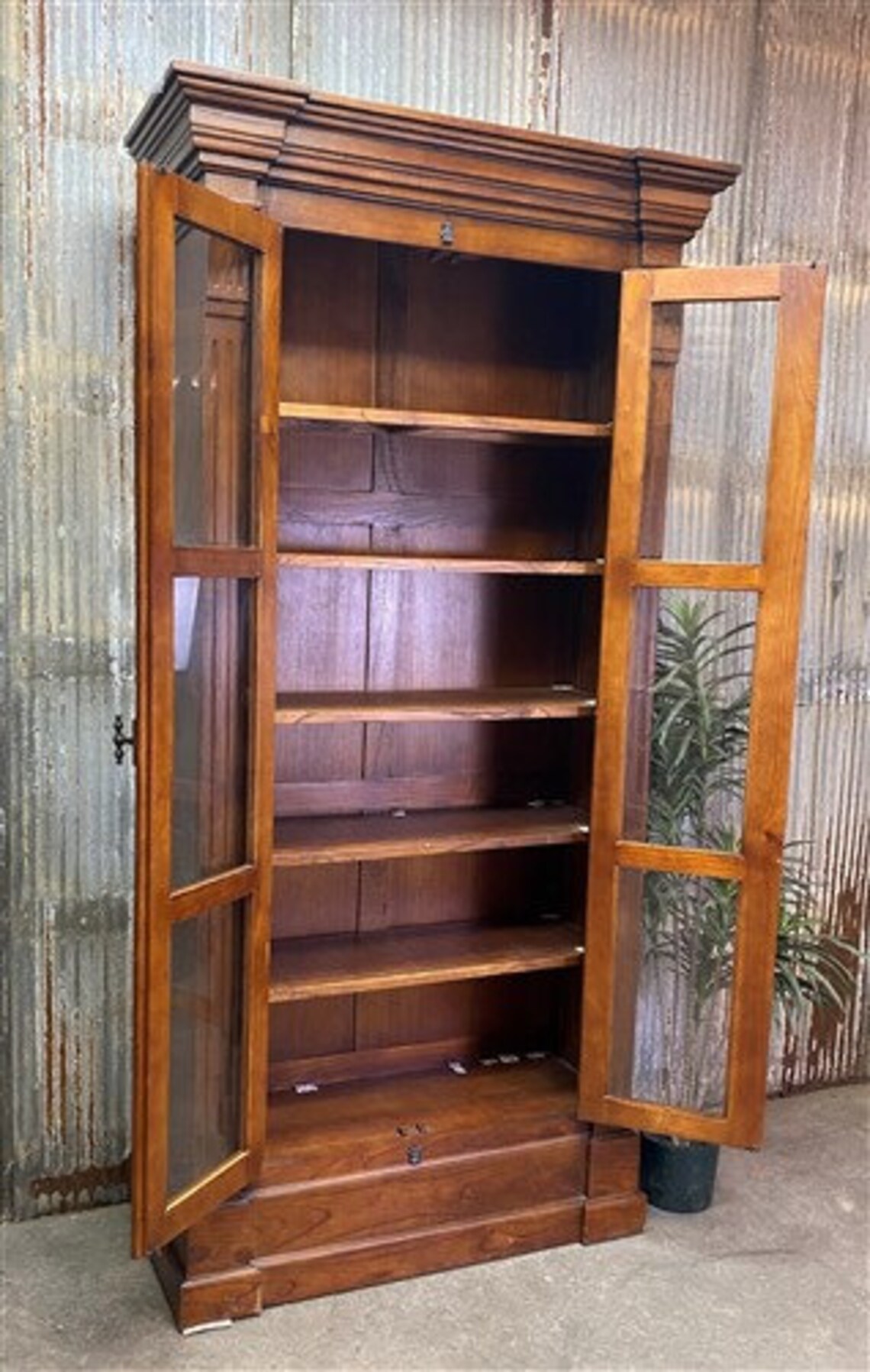 Library Bookcase 2 Door Walnut Display Case Kitchen Cabinet - Etsy