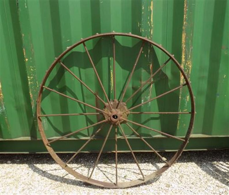2 Cast Iron Implement Wheels, Wagon Wheel, Tractor Steel Rims ...