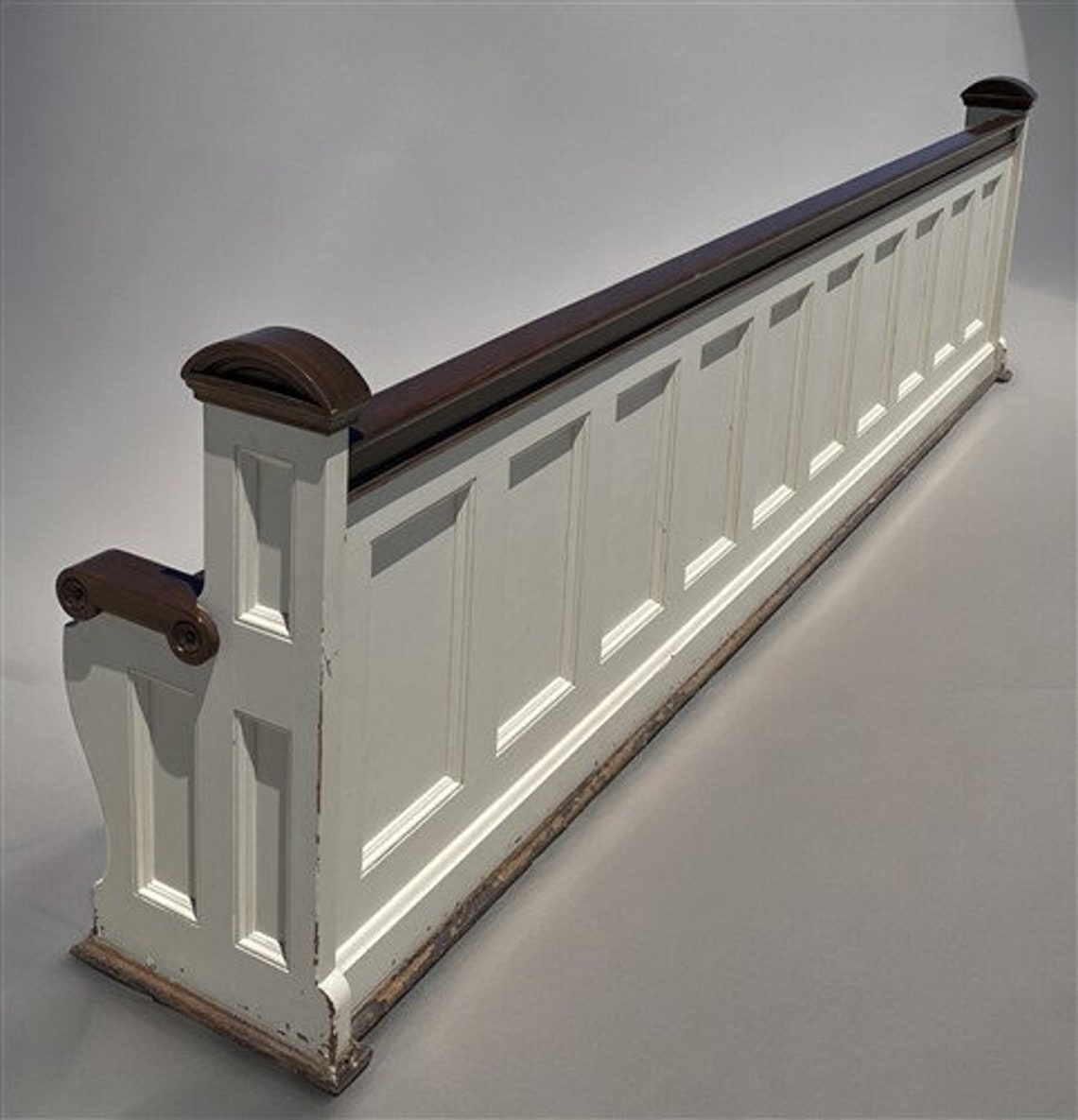 11' 9 Vintage Church Pew, Paneled Back Pew, Wooden Bench, Dining ...