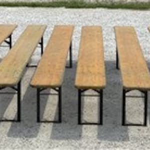 10 Vintage German Beer Garden Benches, Portable Industrial Wood Bench ...