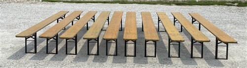 10 Vintage German Beer Garden Benches, Portable Industrial Wood Bench ...