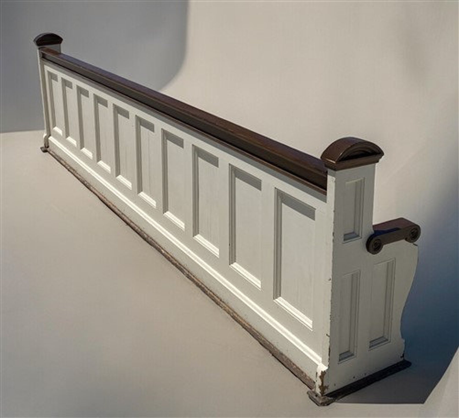 11' 9 Vintage Church Pew, Paneled Back Pew, Wooden Bench, Dining ...