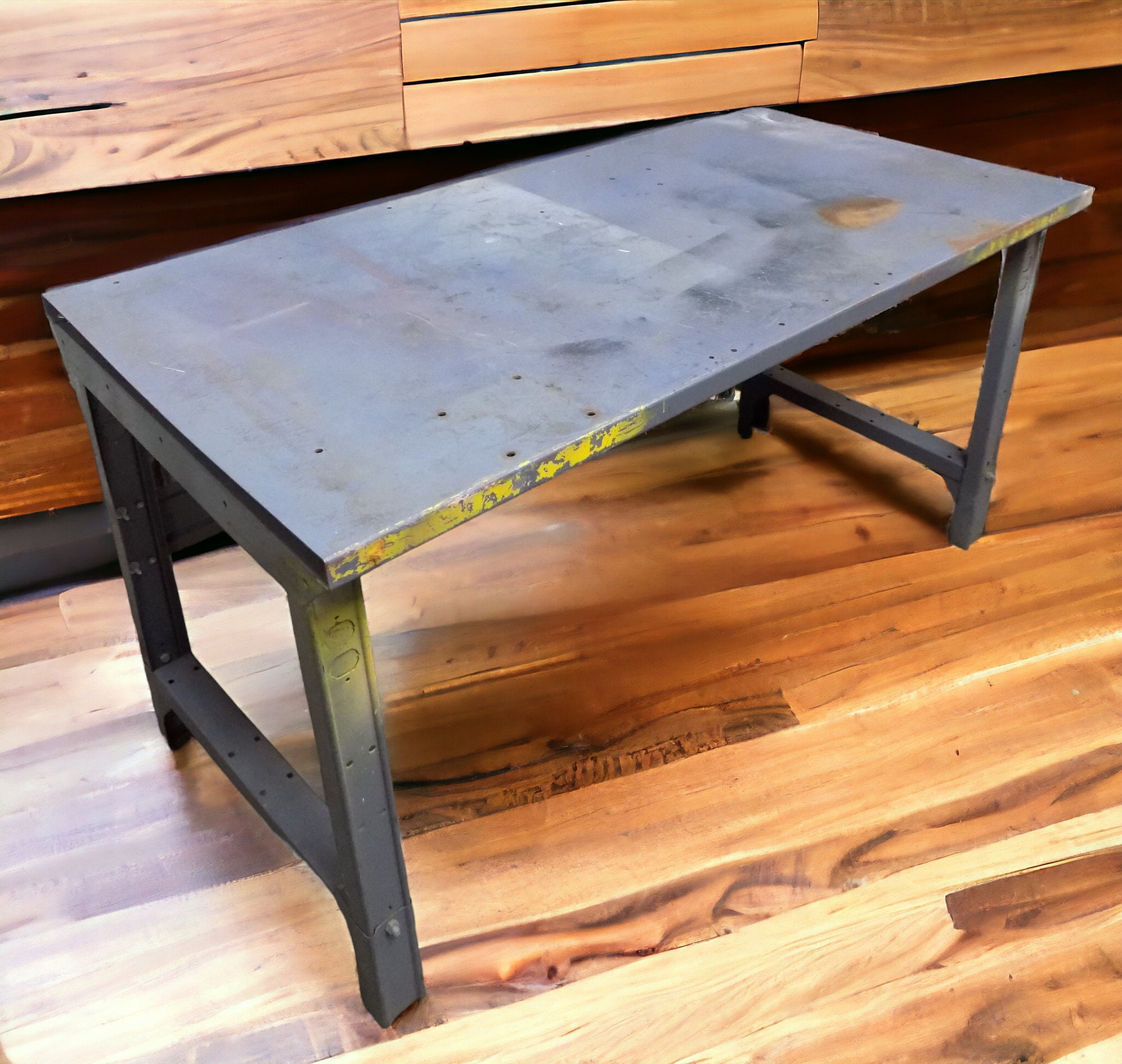 Vintage Industrial Metal Work Table, Kitchen Island,gray Steel ...
