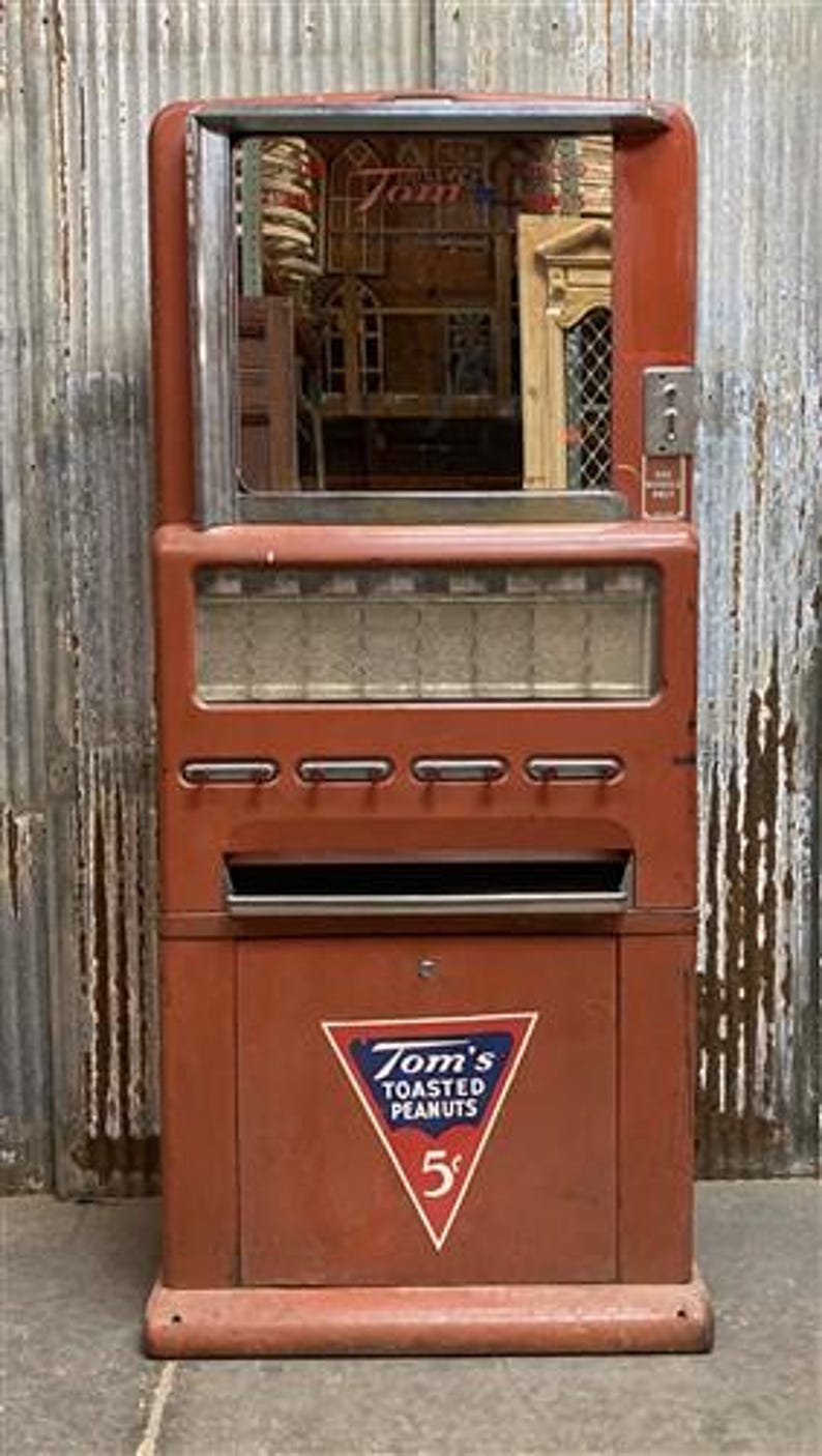 Vintage Tom's Toasted Peanuts Vending Machine, Candy Vending Machine ...