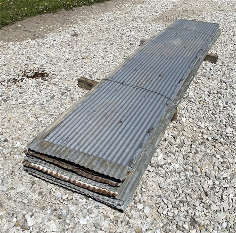 16 Sheets Barn Tin, Corrugated Metal Reclaimed Salvage, 12' Long 384 Sq ...