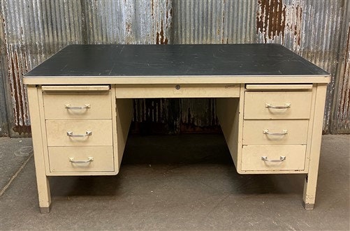 Vintage Mid Century General Fireproofing Desk, Double Pedestal, Home ...