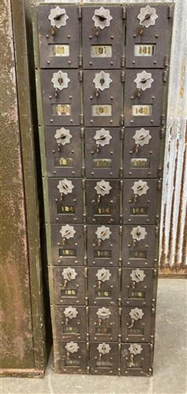 U.S. Post Office Station and 24 Mailbox Cabinet, Vintage PO Box Sorting ...