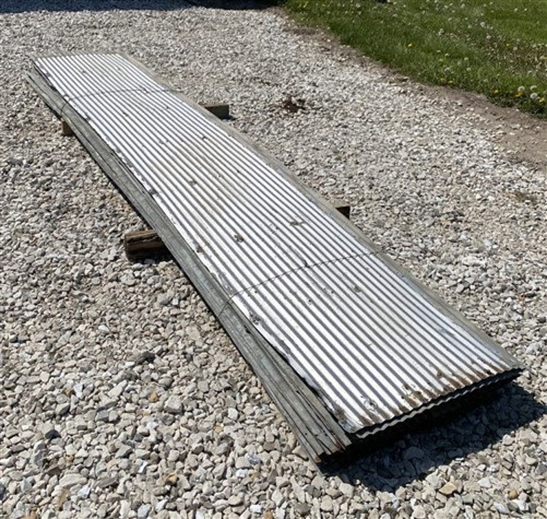 16 Sheets Barn Tin, Corrugated Metal Reclaimed Salvage, 12' Long 384 Sq ...