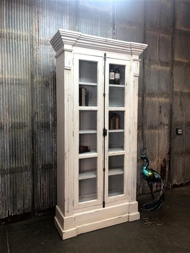 Library Bookcase 2 Door White Display Case Showcase Kitchen - Etsy