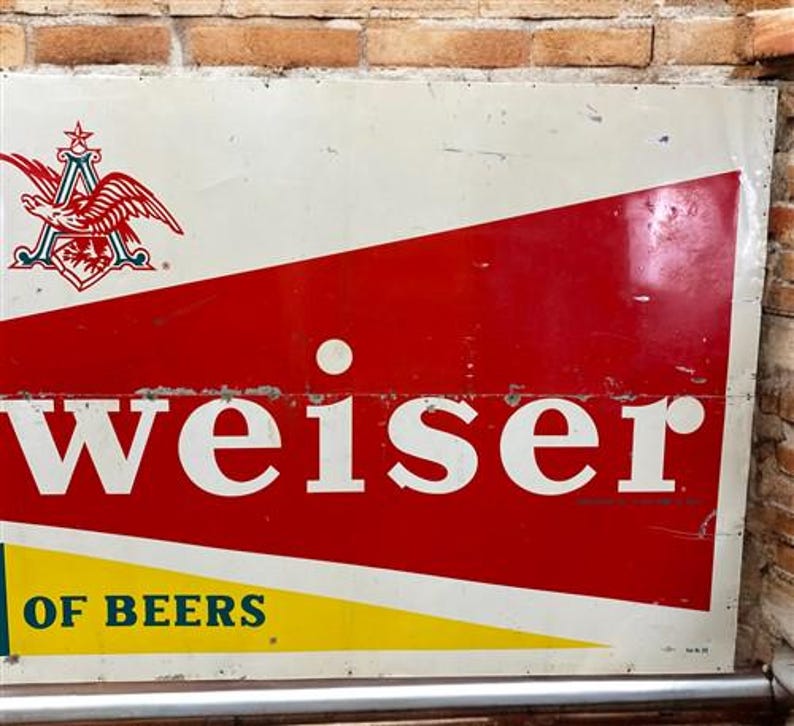 10' Budweiser Bowtie Sign, Vintage Tin Sign, Advertising, Tavern ...