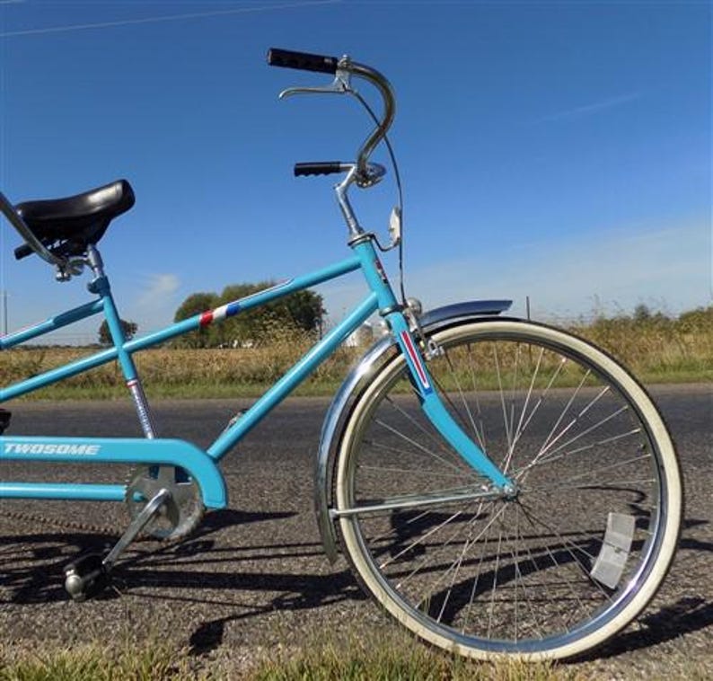 1970s Columbia Twosome Bicycle, Turquoise Tandem 2 Person Bike, USA ...