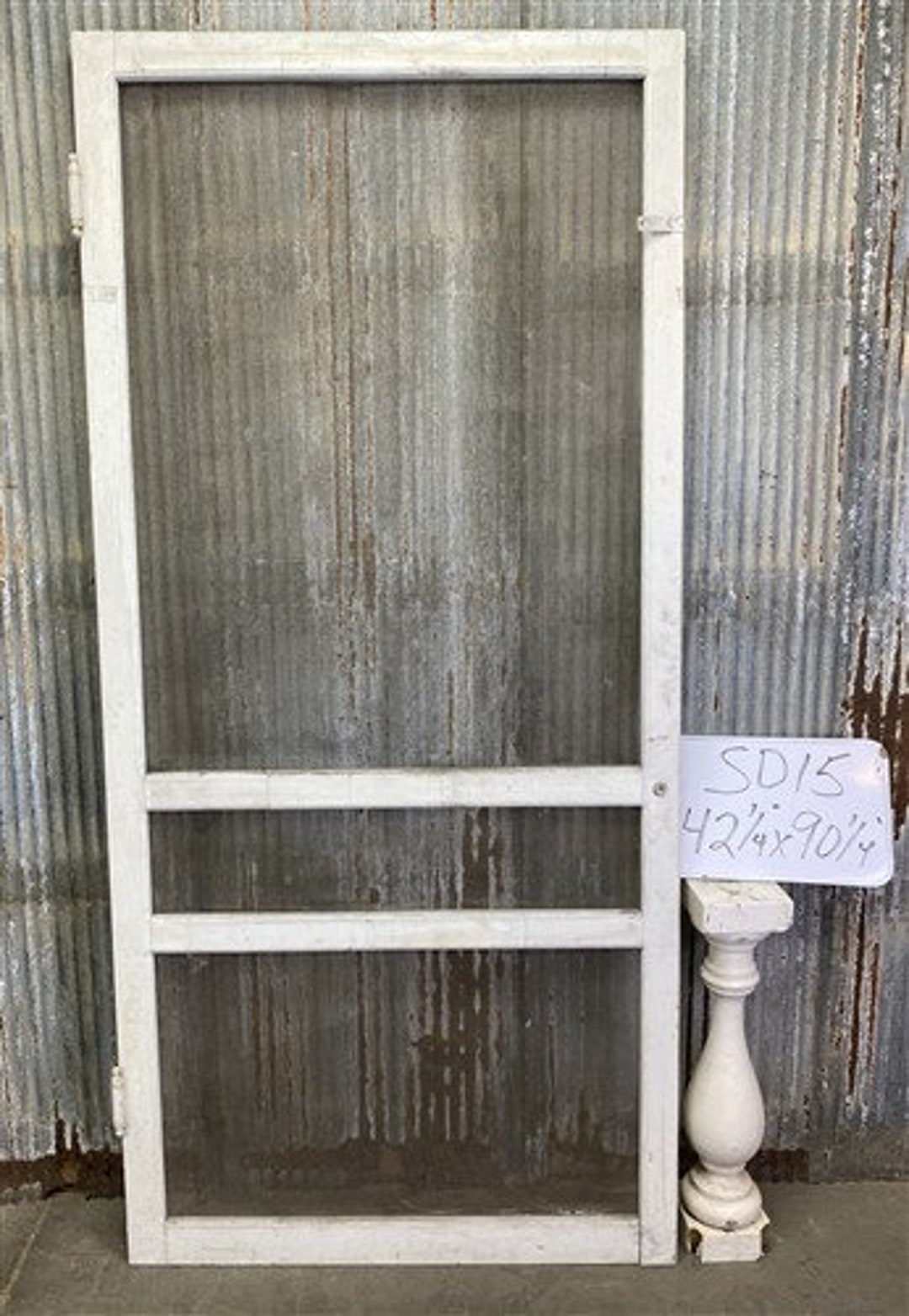 White Screen Porch Door (42.25x90.25), Vintage White Screen Door ...