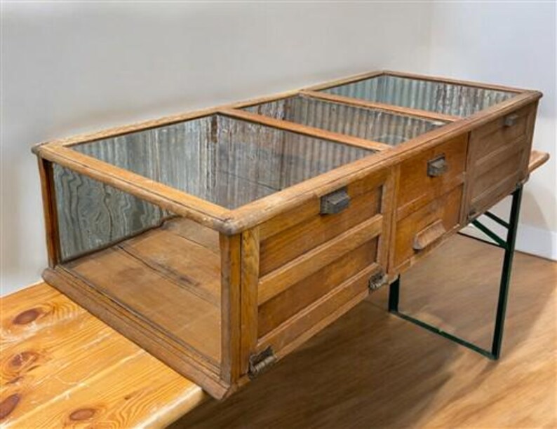 Double Sided Display Case, Vintage Store Countertop Showcase ...