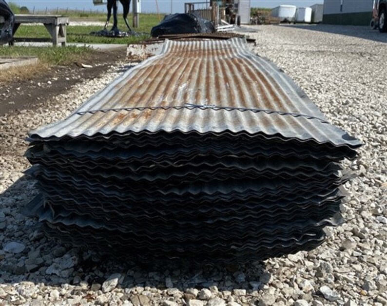 64 Sheets Barn Tin, Corrugated Metal Reclaimed Salvage, 12' Long 1536 ...