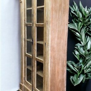 Library Bookcase, 2 Door Natural Display Case, Showcase, Kitchen ...