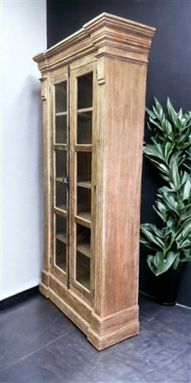 Library Bookcase, 2 Door Natural Display Case, Showcase, Kitchen ...