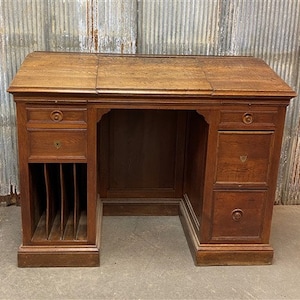 Vintage Oak Slant Front Desk, Standing Desk, Wood Furniture, Secretary ...