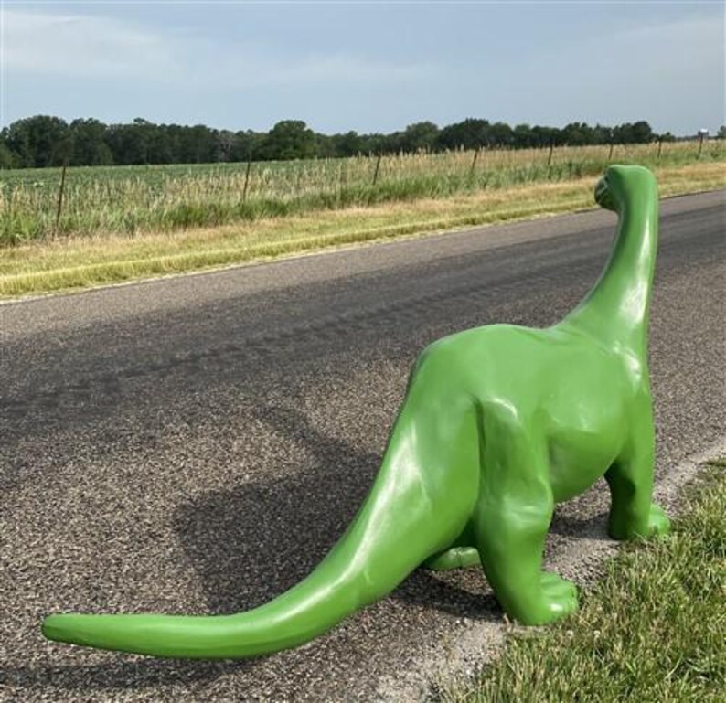 Sinclair Dinosaur Statue, Green Cast Aluminum Brontosaurus, Jurassic ...