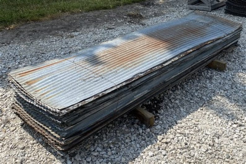 61 Sheets Barn Tin, Corrugated Metal Reclaimed Salvage, 9' Long 1098 Sq ...