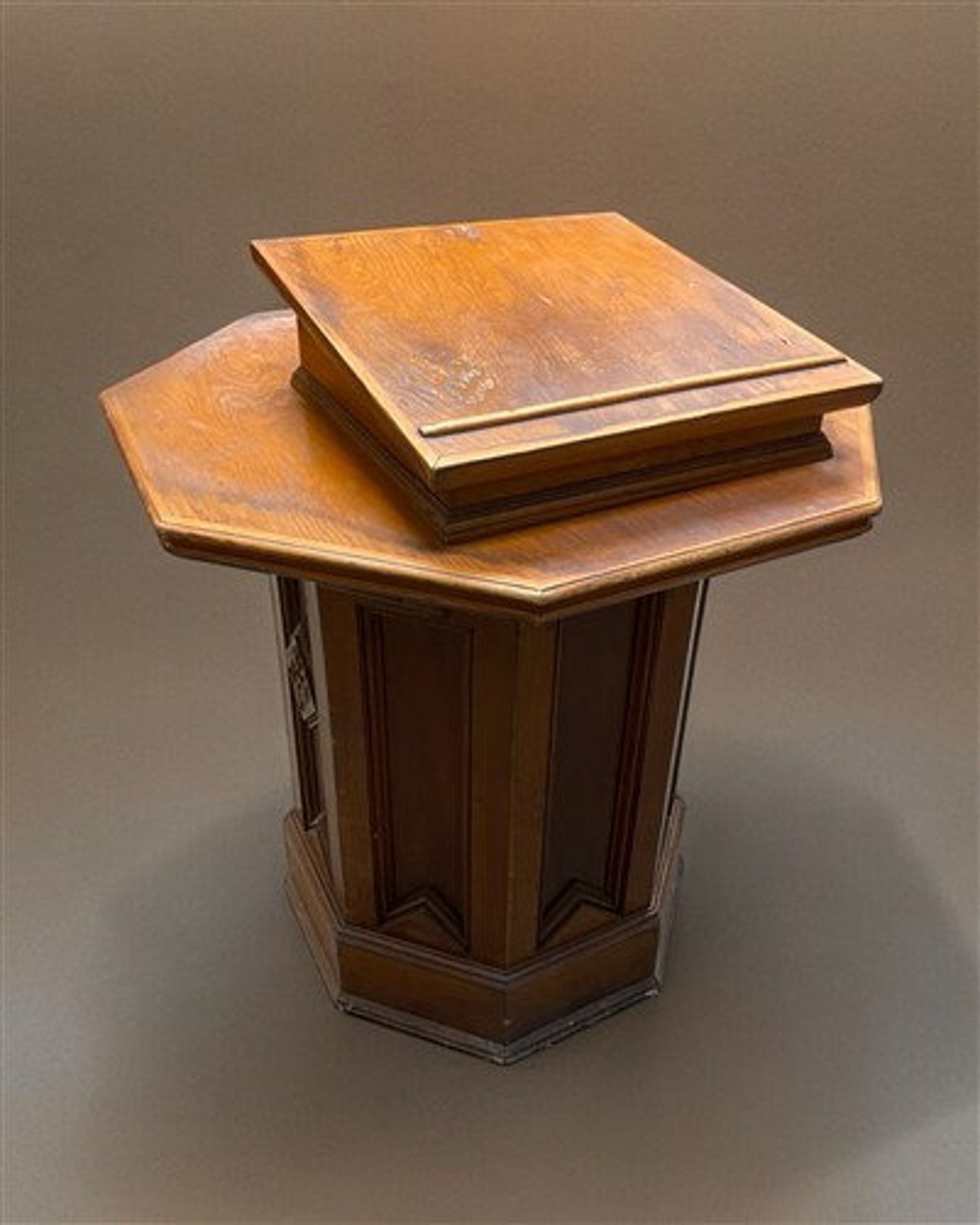 Wood Christian Church Pulpit Lectern, Vintage Octagonal Podium ...
